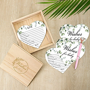 50 Pieces Botanical Baby Shower Wish Cards 1 Pack Baby Shower Keepsake Box Wooden Newborn Baby Box Organizer Best Wishes Baby Prediction Cards Baby Wish Cards for Baby Cards for Baby Shower Favors