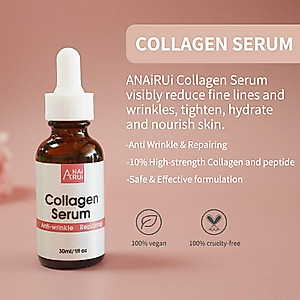 Collagen Serum with Hyaluronic Acid and Acetyl Hexapeptide-8, Face Plumping, Improve Skin Elasticity, Anti-Wrinkle Collagen Serum for Face & Neck 1 fl.oz