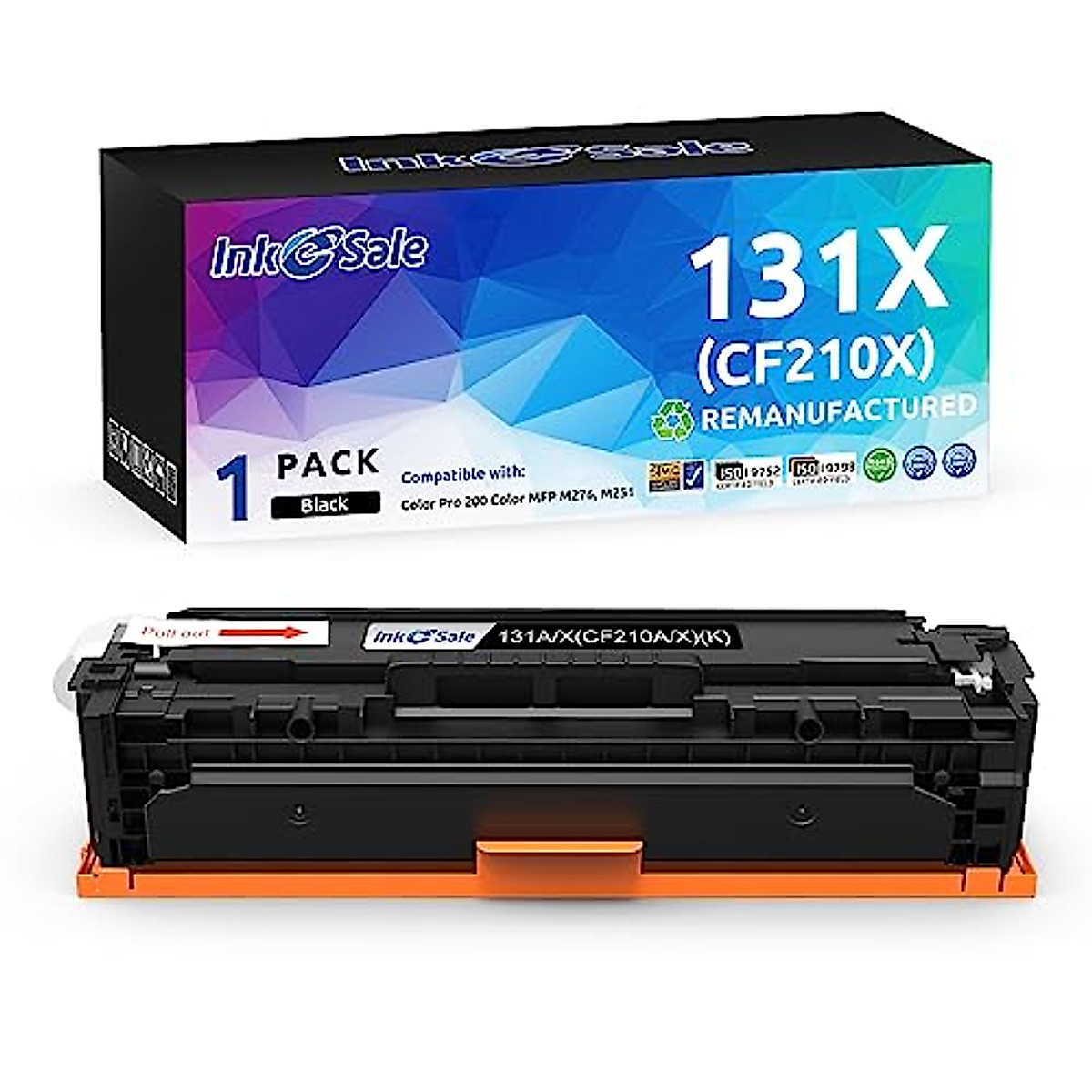 INK E-SALE 1PK Remanufactured Toner Cartridge Replacement for HP 131A 131X CF210A CF210X Toner Black High Yield BK Ink for HP LaserJet Pro 200 M251n M251nw M251 MFP M276nw M276n M276 Color Printer