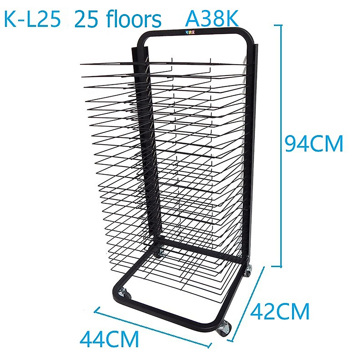 YSCMX Drying Rack, Solid Mobile Art Drying Rack with Wire Shelves for Works of Art Classrooms Studios and Home Use, Black Powder Coated Finish. Drying & Print Racks (Size : 25-Layer)
