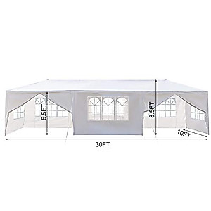 Susici 10x30 Outdoor Gazebo Canopy Party Tent with 8 Removable Sidewalls & Transparent Windows,Outside Gazebo Event Tent for Weddings, Birthdays, Garden Parties, and Backyard Patio BBQ Events