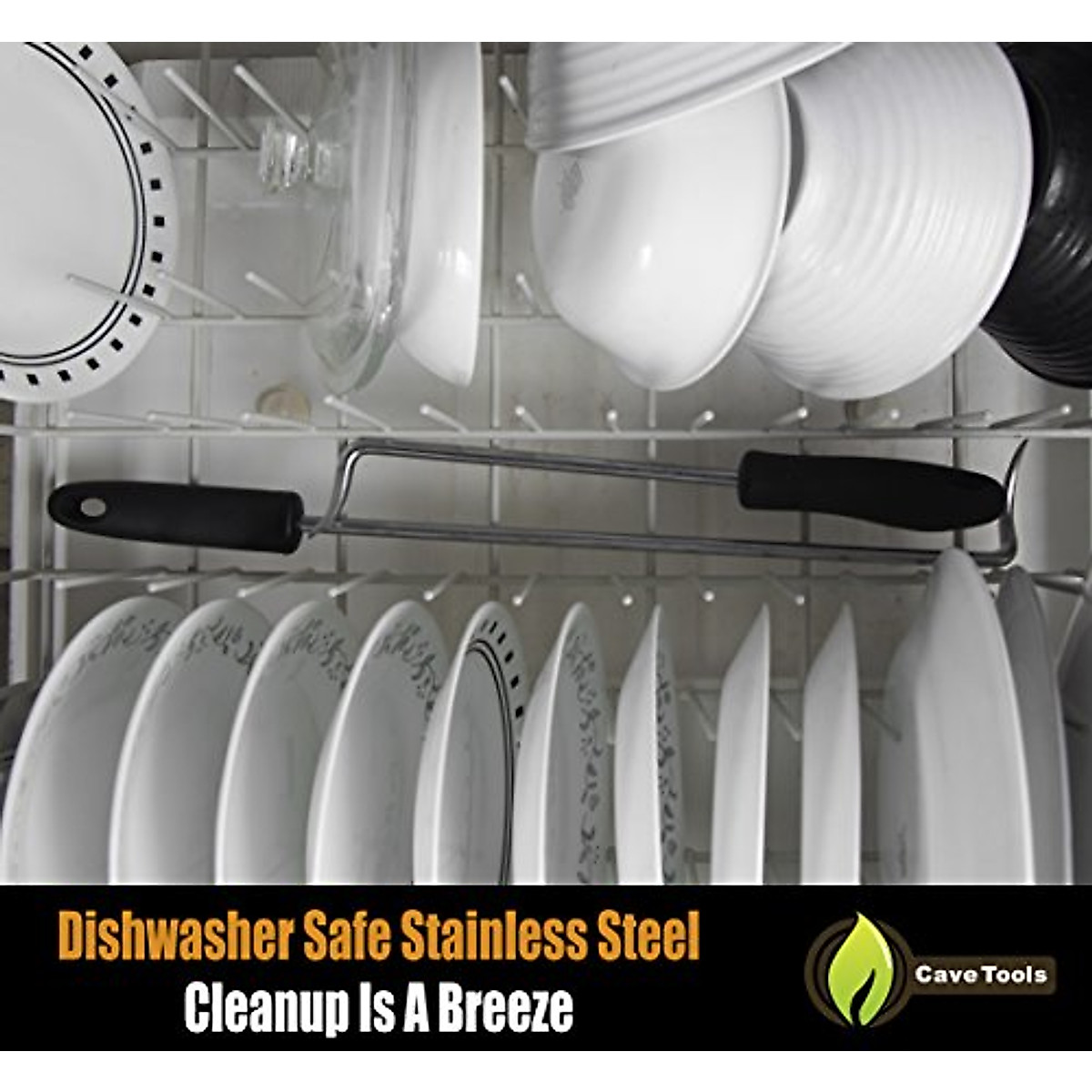 Cave Tools Food Flipper and Meat Hook for Grilling, Flipping, and Turning Vegetables and Meats BBQ Grill and Smoker Accessories, Right-Handed, Large (17 In) + Small (12 In)