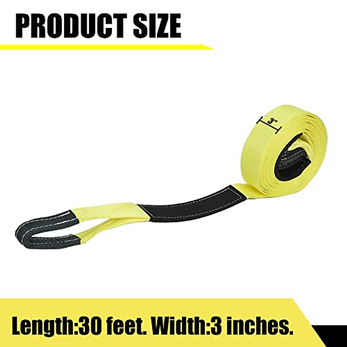 Aikosin 3 inch x 30 ft 100% Nylon Recovery Snatch Strap Heavy Duty (30,000lbs) Off Road Towing and Recovery Recovery Strap Winch Tree Saver Strap