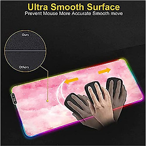 Mouse Pads LED RGB Large Pink Cloud Mousepads XXL Desk Gaming Mouse Mat Smooth Surface Computer Mat Overlock Edge Keyboard Pad 30X80Cm/L