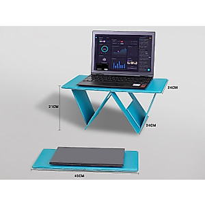 MRJKNRO.KJ Folding Table Desk at Home in The Office and car for Computer Laptop Pad Phone Reading Writing Easy to use Carry and stroage Lightweight… (Blue, 9.8“ X21.5“x 9.8")