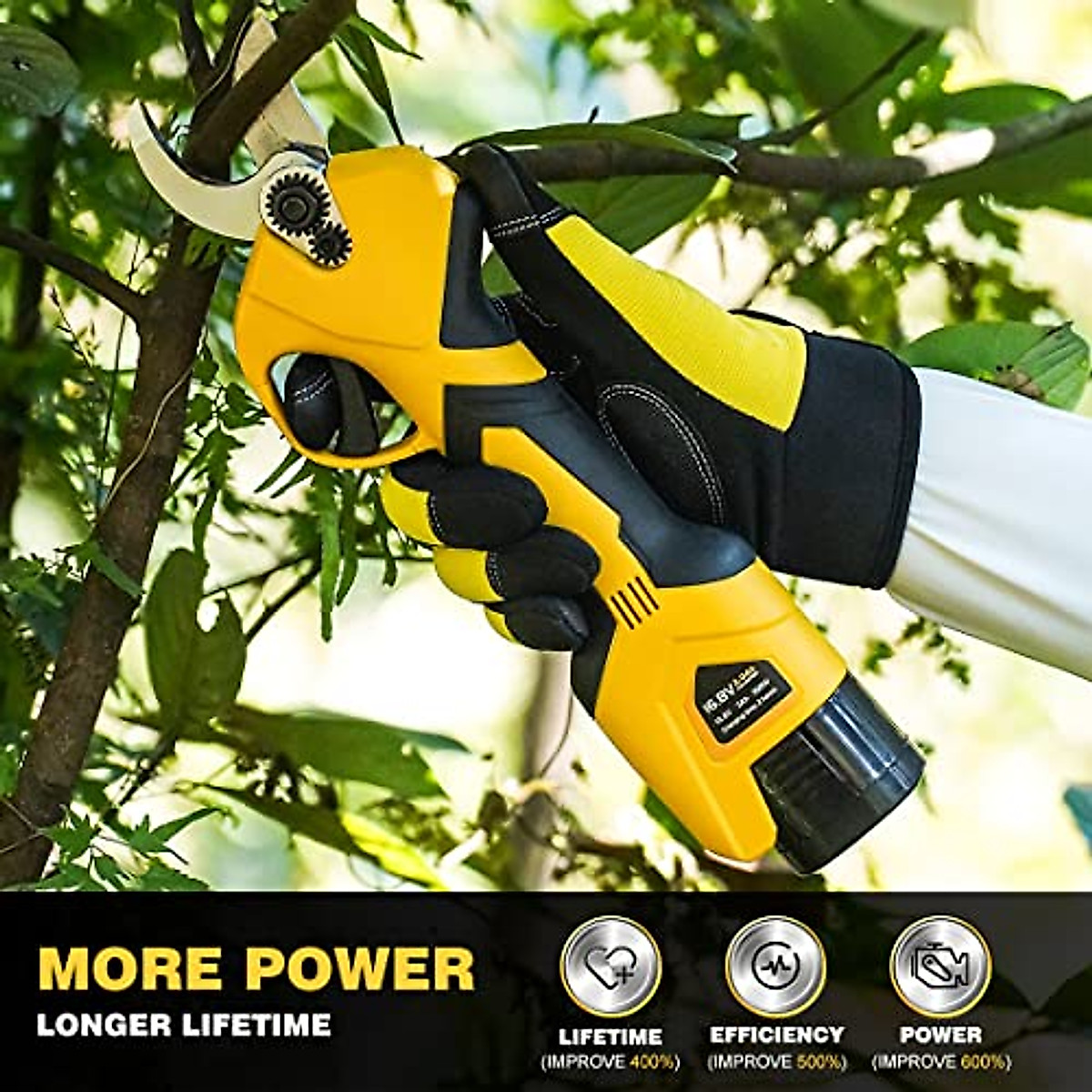 PAFIWERK Electric Pruning Shears, Cordless Pruning Shear Battery Powered, Tree Branch Pruner with 2 Pcs 16.8V Lithium Battery - 25mm(0.98") Cutting Diameter