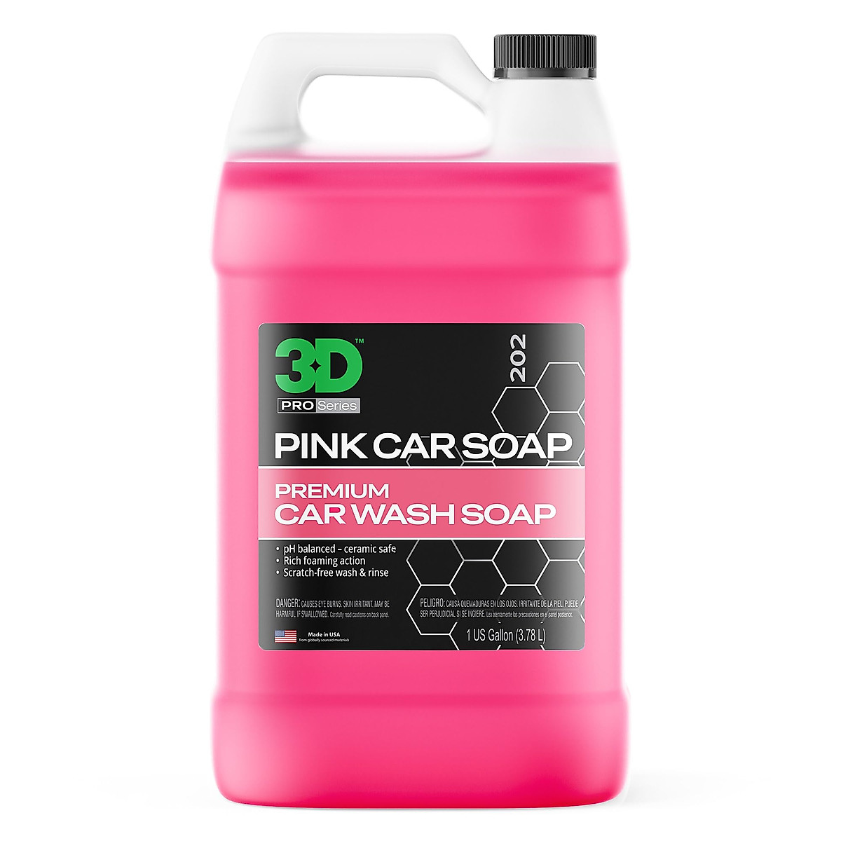 3D Pink Car Wash Soap (1 Gallon) - pH Balanced, Easy Rinse, Scratch Free Car Soap