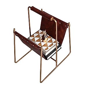 Magazine & Newspaper Baskets Magazine Rack Simple Small Newspaper Rack Desktop Debris Storage Basket Leather Luxury Storage Rack Decorative Bookshelf Craft Decorations