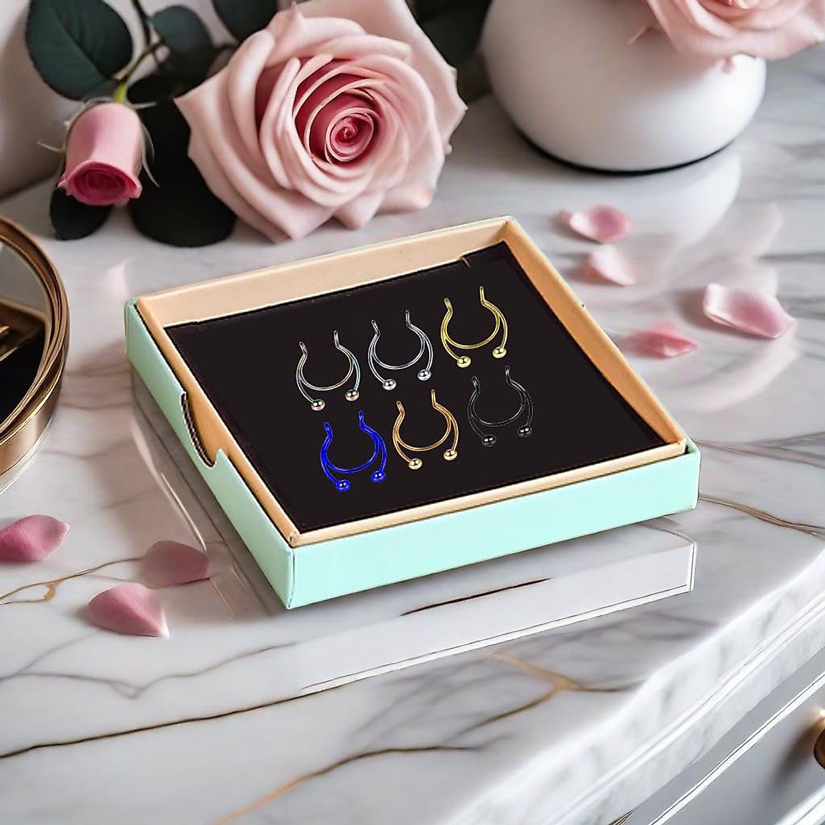 Vitaltyextracts 20G Fake Nose Rings Hoop Clip-on Stainless Steel Septum Jewelry Non Piercing Cartilage Earring Lip Rings Faux Nose Ring Piercing Jewelry