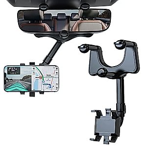 Youdiyla 360°Rotatable and Retractable Car Phone Holder Mount Car Rearview Mirror Bracket,Multifunctional Adjustable Universal Phone Holder, for All Mobile Phones and Car