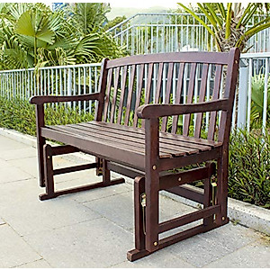 Merry Garden 2-Person Glider Bench Wooden Bench for Outdoor Patio Garden Dining, Stained