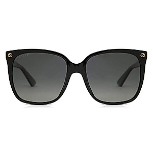 Gucci Lightness Square Women Sunglasses GG0022S 001 Black 57mm - Bundle Ocu-Kit Eyewear Care Packet