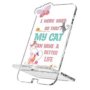 Parxara Cat Desk Accessories Phone Holder Desk Decor Gifts for Cat Lovers Women Cute Office Supplies with Lovely Kittens Uplifting Gifts Cat Stuff for Cat Mom Birthday Present for Coworkers Friend