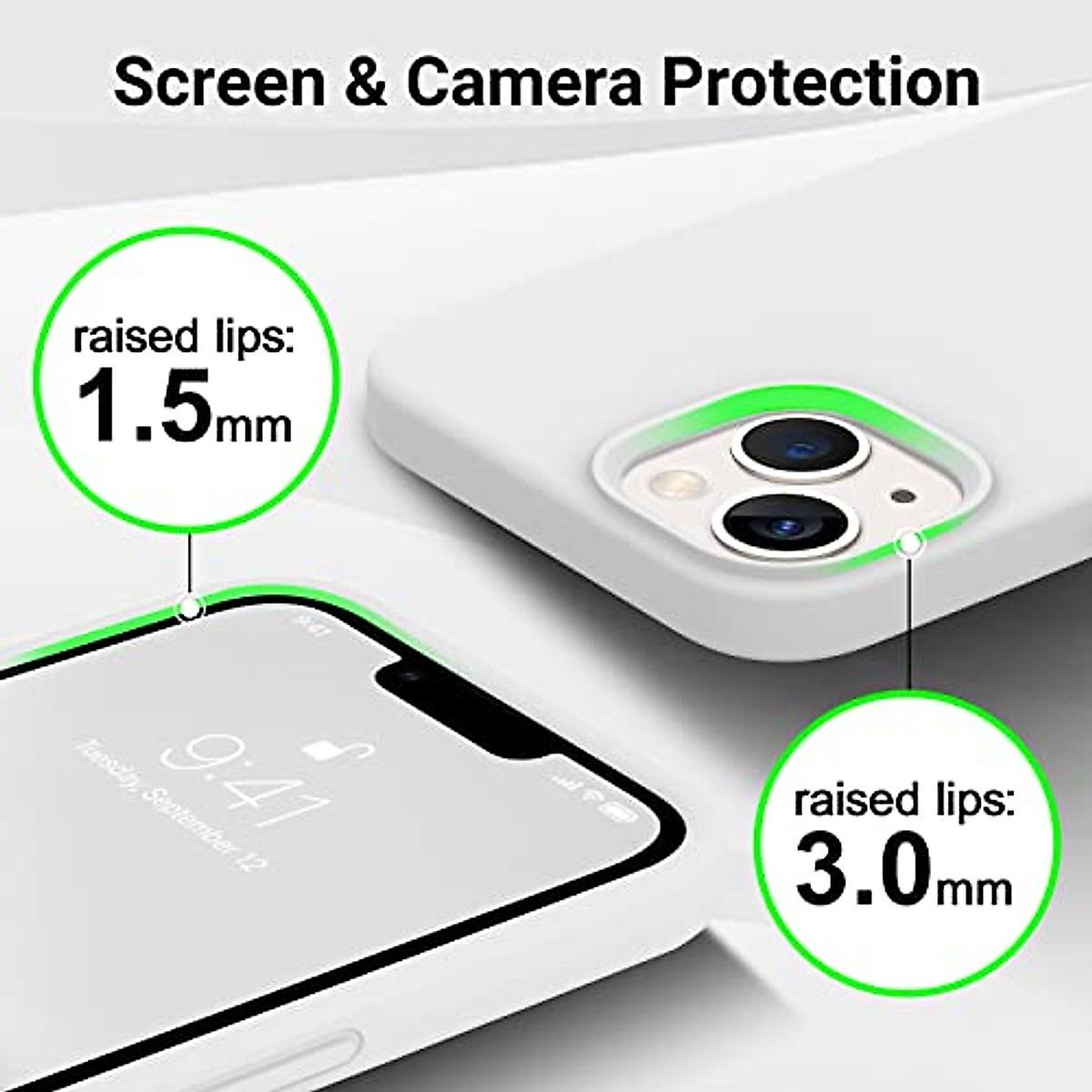 AOTESIER Designed for iPhone 13 Case, [Silicone Ultra Slim Thin Series], Full Body Shockproof Protective Phone Case with Soft Anti-Scratch Microfiber Lining Cover iPhone 13, 6.1 inch, White