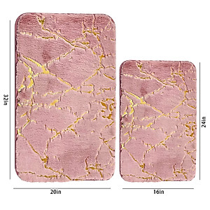 Eanpet Marble Bathroom Rugs Nonslip Pink Bathroom Mats Ultra Soft Washable Bath Mats for Bathroom Floor Mats Carpet Water Absorbent Shower Rug Decoration for Kitchen Bedroom Living Room