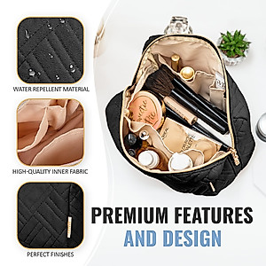 BOACAY Large Makeup Bag, Travel Cosmetic Pouch for Women, Girls & Kids, Zipper Toiletry Organizer for Purse, Kit Case for Accessories, Brushes