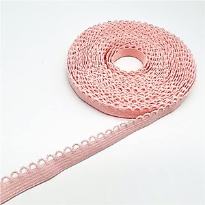 GARMEC 5yards 10mm Lace Elastic Ribbon Fold Over Spandex Elastic Band for Sewing Lace Trim Waist Band Garment Accessory (Color : Pink, Size : 5yards)
