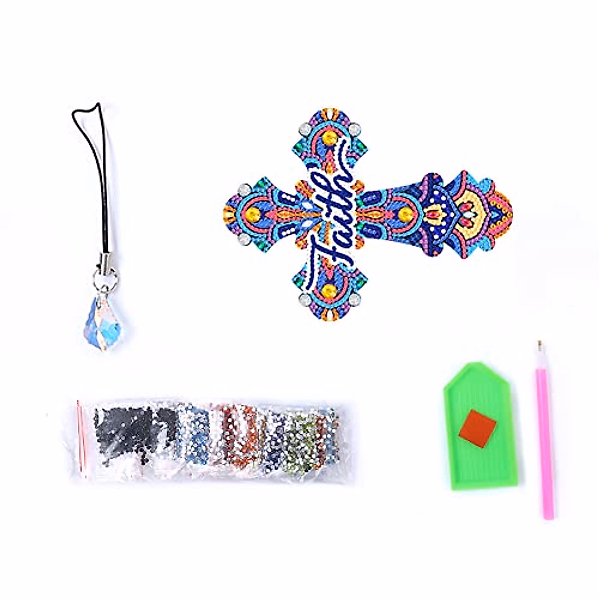 6pcs Cross Diamond Painting Bookmarks with Tassel Crystal Acrylic Diamond Art Bookmarks Rhinestone Diamond Drawing Bookmarks for Adults Kids Home Office School Gift Graduation Birthday Reading Faith