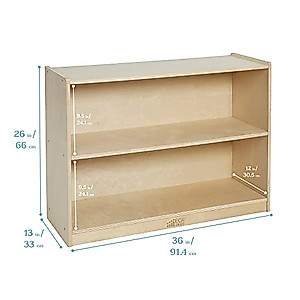 ECR4Kids - ELR-0450 Birch 2 Shelf Storage Cabinet with Back, Wood Book Shelf Organizer/Toy Storage for Kids, Natural