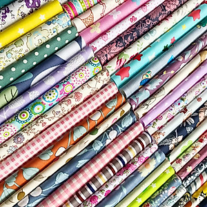 Cotton Quilting Fabric Misscrafts 50pcs 8" x 8" (20cm x 20cm) Craft Supplies Top Fat Quarter Bundles Floral Precut Fabric Square for DIY Craft Patchwork