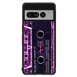 Cassette Tape Clear Pink Personalized Black Rubber Phone Case Compatible With Google Pixel 8 Pro, 8a, 8, 7a, 7, 7 Pro, 6a, 6 Pro, 6, Pixel 5, 4a 5G, 4a 4G, Pixel 4, Pixel 4 XL, Pixel 3a, 3a XL, 3