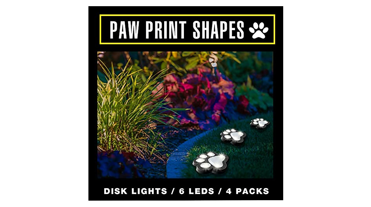 Bell+Howell Paw Print Disk Lights, Paw Shaped Solar Ground Lights ...