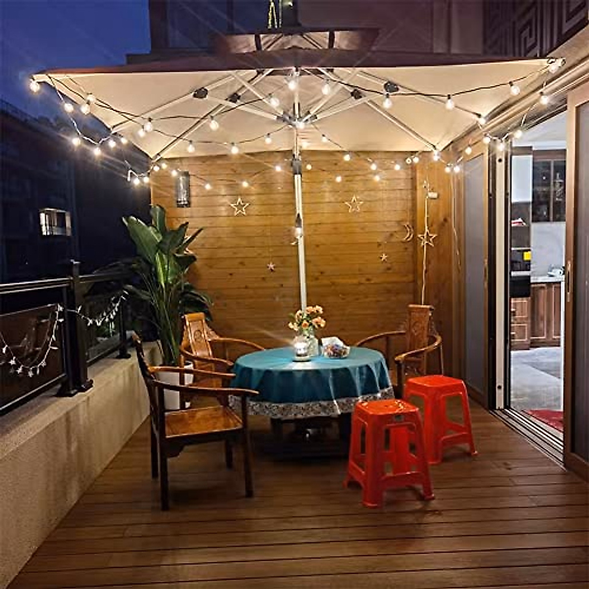 FRIXCHUR 49 FT Black Outdoor String Lights Waterproof Connectable Hanging Lights for Backyard Porch Deck Garden E26 Socket Base Patio Lights (Light Bulb not Included)