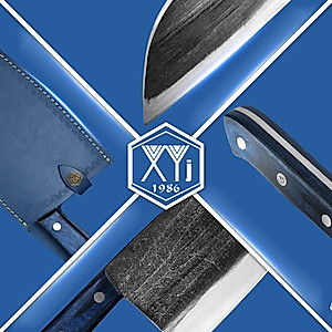 XYJ High Carbon Steel Serbian Butcher Knife Slaughter Chef Knives Cooking Camping Knife Good For All Around Cutting