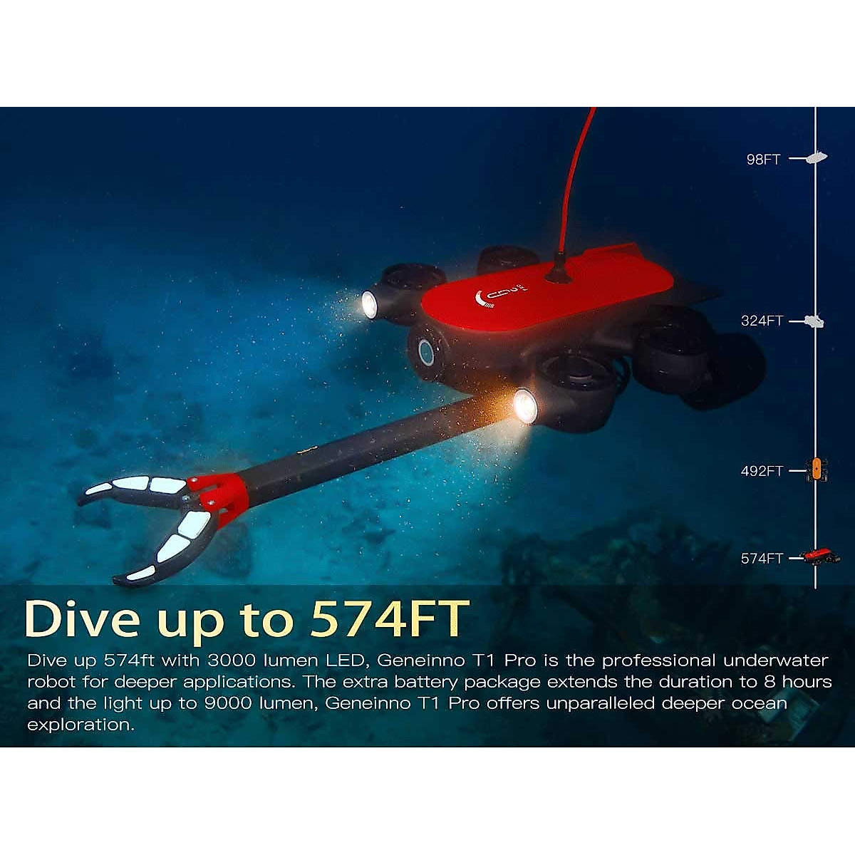 200M Underwater Drone ROV Robot with 4K UHD Action Camera Remote Control Shooting Under Water Camera Unmanned Submarine for Diving Fishing (150m)