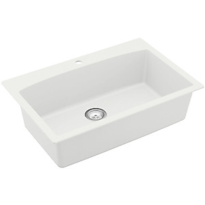 Karran QT-712 Drop-In Quartz Composite 33 in. 1-Hole Single Bowl Kitchen Sink Kit in Black
