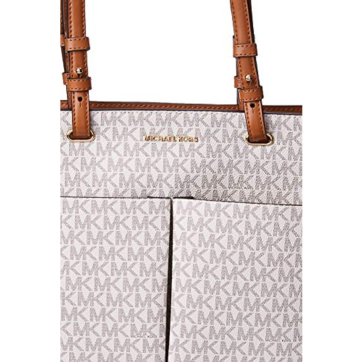 Michael Kors Bedford Medium Top Zip Pocket Tote Vanilla/Acorn One Size