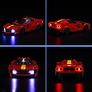 VONADO LED Light Kit Compatible with Lego Speed Champions Ferrari 812 Competizione 76914, DIY Lighting Set Compatible with Lego Ferrari 76914 Race Vehicle (NO Model)