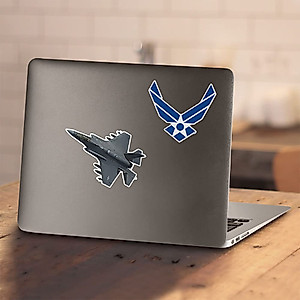 Popfunk U.S. Air Force Vintage Eagle T Shirt & Stickers (Large, Charcoal)