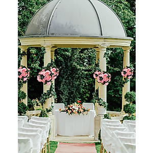 FENGRUIL Artificial Flower Vines,4 Pcs Fake Flowers Garlands Hanging Large Rose Vine Ivy Silk Hanging Flower for Home Garden Outdoor Ceremony Wedding Arch Floral Decor (Pink)