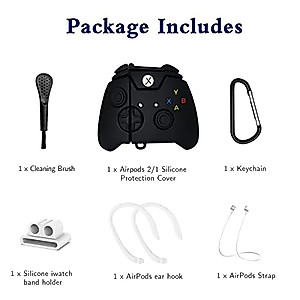 Cover for Airpods 2/1 Case, WQNIDE 6 in 1 Accessories Set Protective Airpods Cover, Unique Fashion Funny Cute 3D Cartoon Game Controller AirPod Silicone Case Cover Design for Boys Girls Men