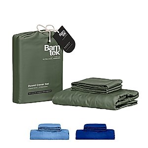 Bamtek - Duvet Cover Set - 100% Viscose from Bamboo Duvet Cover King Size, 3 PC Luxury Cooling Duvet Cover for Hot Sleepers, Silky Buttery Soft Comforter Cover & 2 PC King Pillowcases, Forest