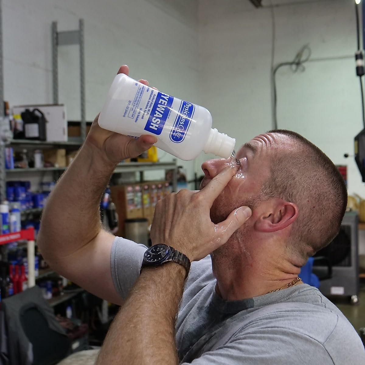 PhysiciansCare Wall-Mountable Eyewash Station with 2 Bottles of Eye Wash Solution, 32 oz Each