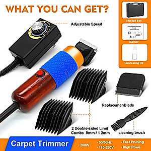Carpet Trimmer Tufting Shears Kit, Rug Shaver for Tufting, 6-Speed Adjustable Rug Trimmer for Cleaning Handmade and Tufted Carpets, Tufting Clippers, Rug Clippers, Carpet Carving Clippers, 200W