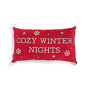 DEMDACO Cozy Winter Nights Red and White 21 x 12 Inch Reversible Lumbar Throw Pillow