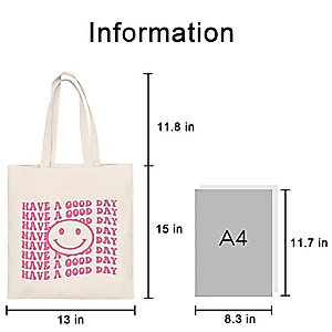 Kimoli Canvas Aesthetic Tote Bag for Women Beach Bag Shopping Bags School Shoulder Bag Reusable Grocery Bags