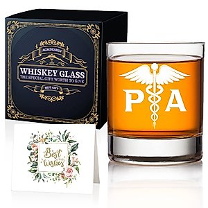 AGMdesign, Funny Double sided Good Day Bad Day Don't Even Ask PA Physician Assistant Whiskey Glasses Gift for Physician Assistant, Graduation Gift