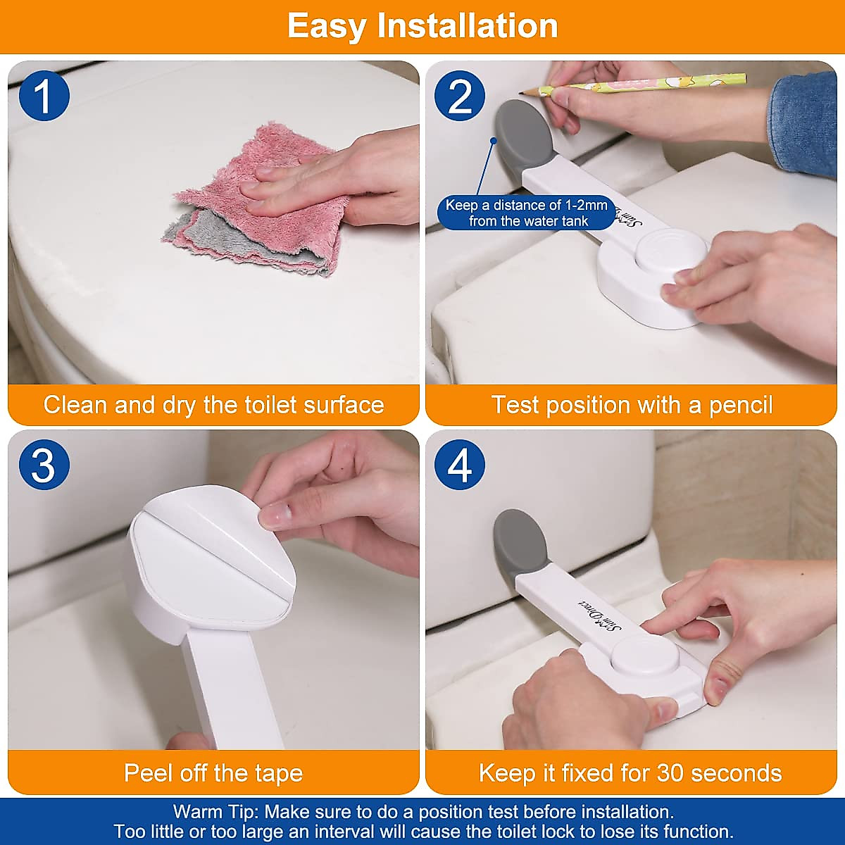 SumDirect Child Safety Toilet Lock - 3Pcs Upgraded Adhesive Baby Proof Toilet Seat Lock for Toddler, Kid, Pet with Strong Adhesive,No Tools Installation (3Pcs, White)