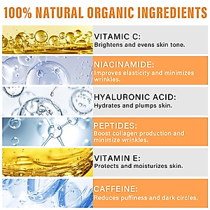 Vitamin C Serum for Face, Gentle Anti-Aging Facial Treatment with Hyaluronic Acid -Arouse Skin Energy, Firming & Hydrating, Improve Skin Luster