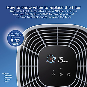 Clorox Large Room Air Purifier True HEPA Replacement Filter, 1,500 Sq. Ft. Capacity, Removes 99.97% of Allergens up to 0.1 Micron, Compatible with 11010 & 11011, 1 Count (12010)