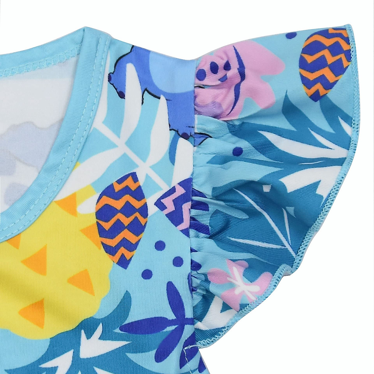 Girls Cartoon Princess Dress Ruffle Sleeve Blue Dress Casual Dress Up Clothes for Big Kids 9-10 T