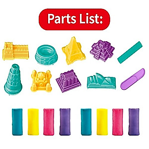 Yiqis Dough and Play Sand & Air Dry Clay Molding Toys and Tools Kits Sets for Kids Ages 4-8,18PCS, Includes 8 World Landmarks Building Molds,2 Cutter Tools,8 Dough Colors