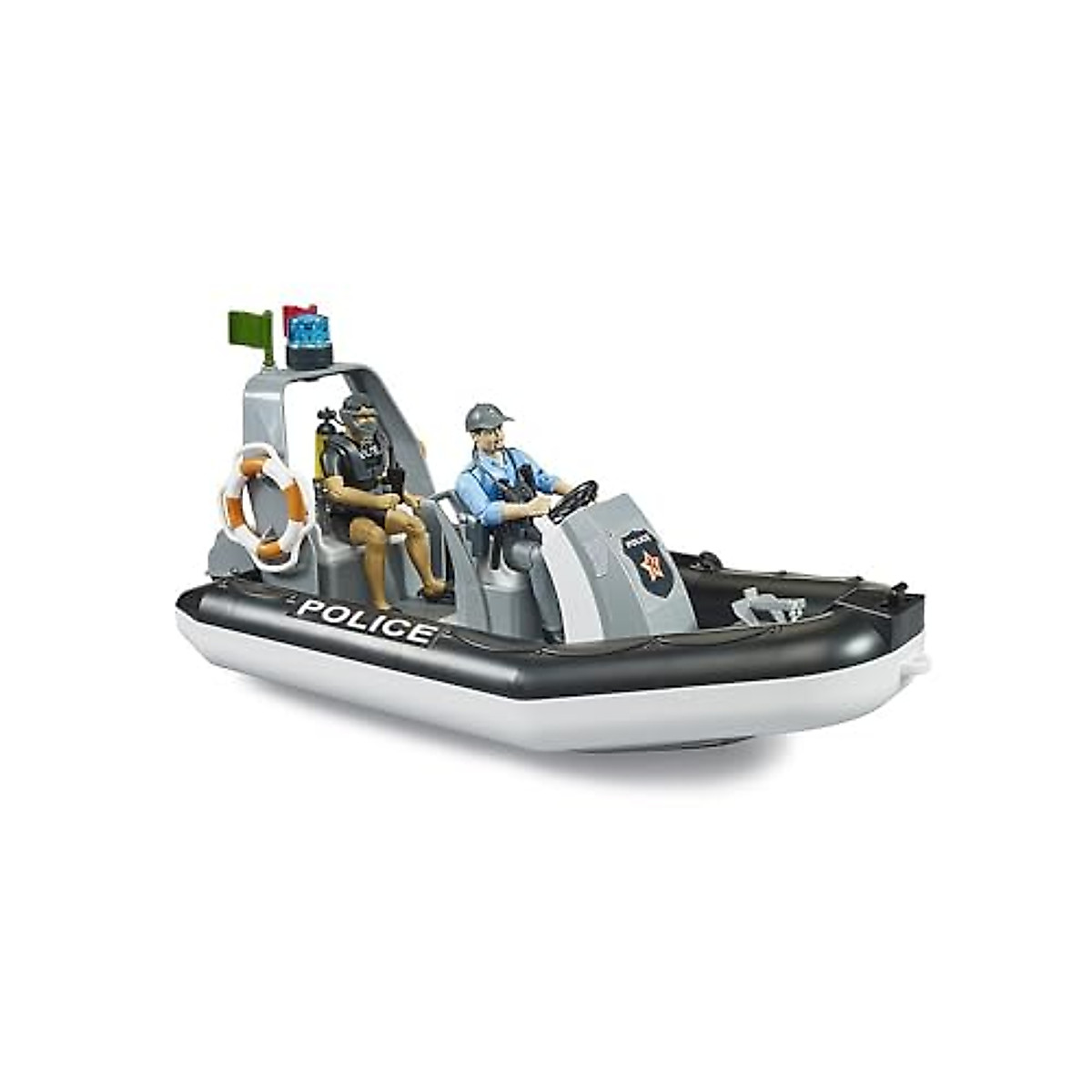 Bruder 62733 bworld Police Boat with Rotating Beacon Light, 2 Figures and Accessories