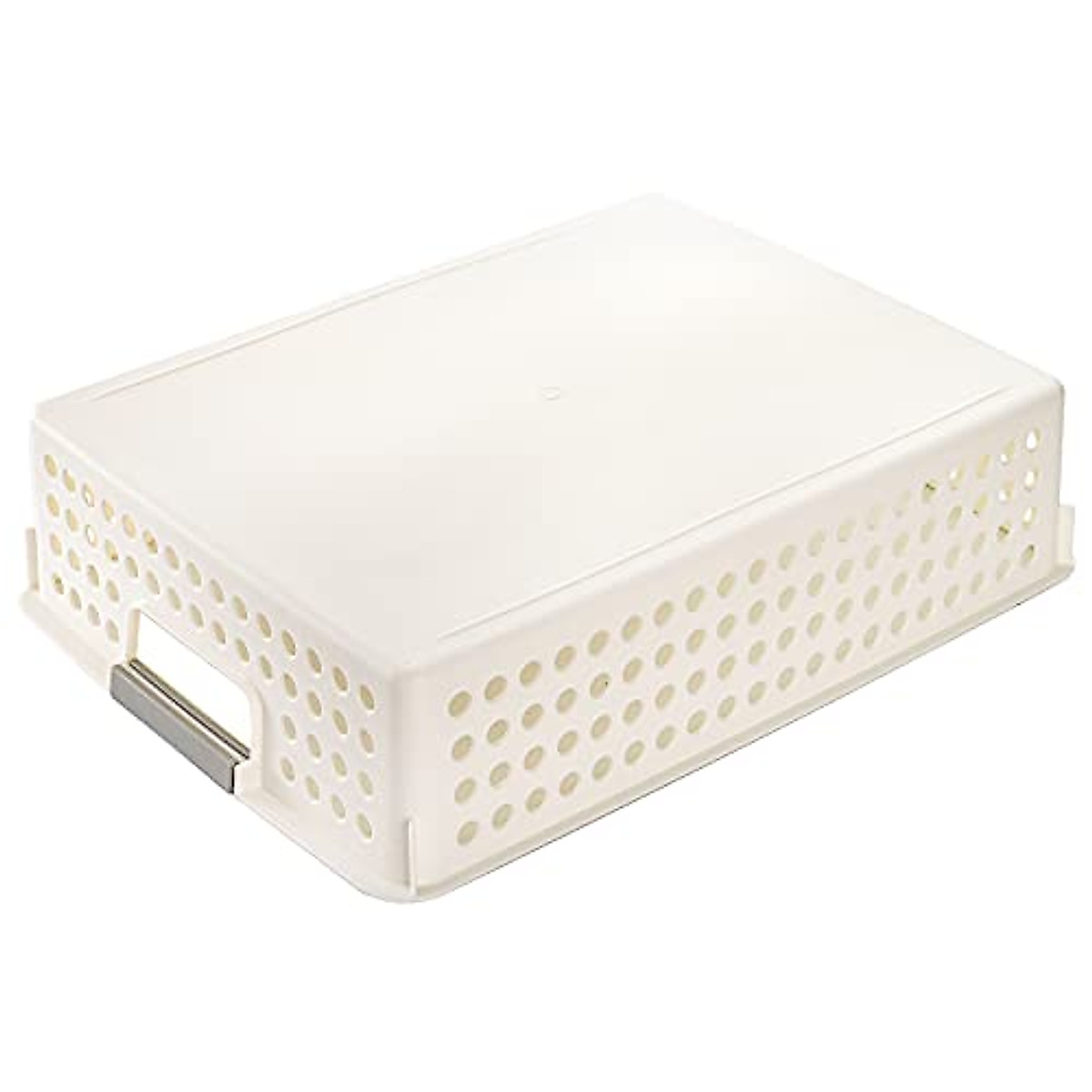 Bekith 4 Pack Plastic Storage Tray Basket, A4 Paper Storage Organizer Basket, Classroom Office School File Holder, 14 Inches x 10 Inches x 3.4 Inches, White