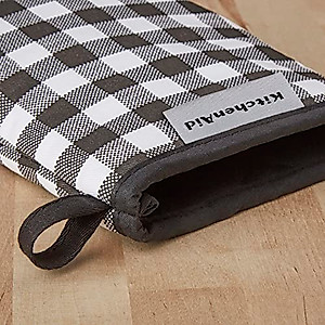 KitchenAid Gingham Mini Oven Mitt 2-Pack Set, Onyx Black, 5.5"x8"