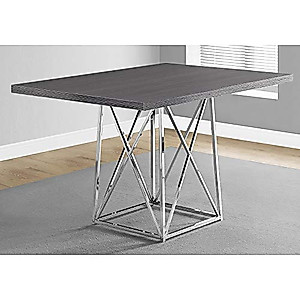 Monarch Specialties I Dining Table Metal Base, 36" x 48", Grey/Chrome